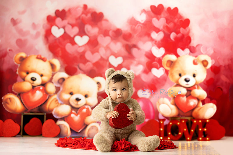 Valentine's Day Teddy Bear Backdrop for Pictures