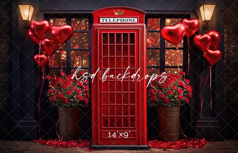 Valentine's Day Photography Backdrop for Pictures | Vintage Phone Booth