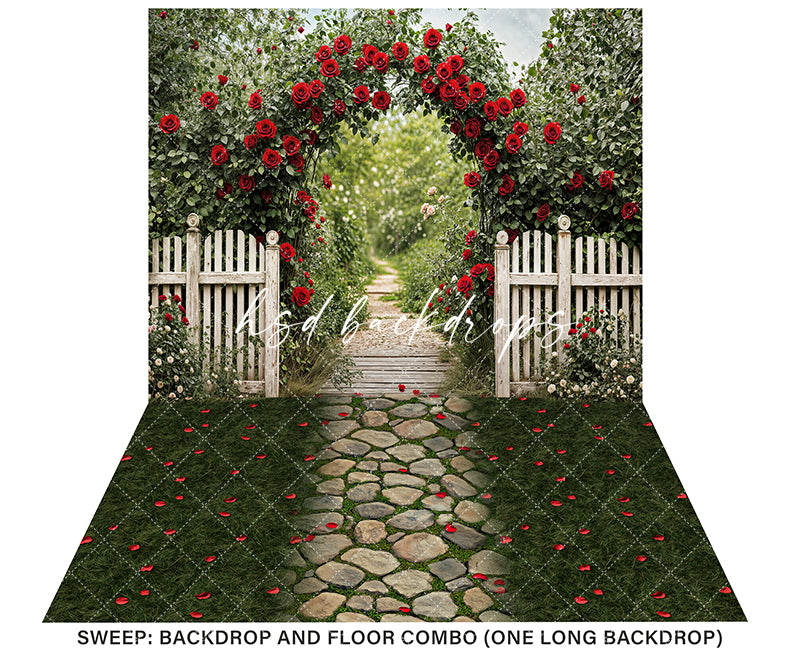 Red Rose Arch Garden Entrance Valentine's Day photo backdrop – HSD ...