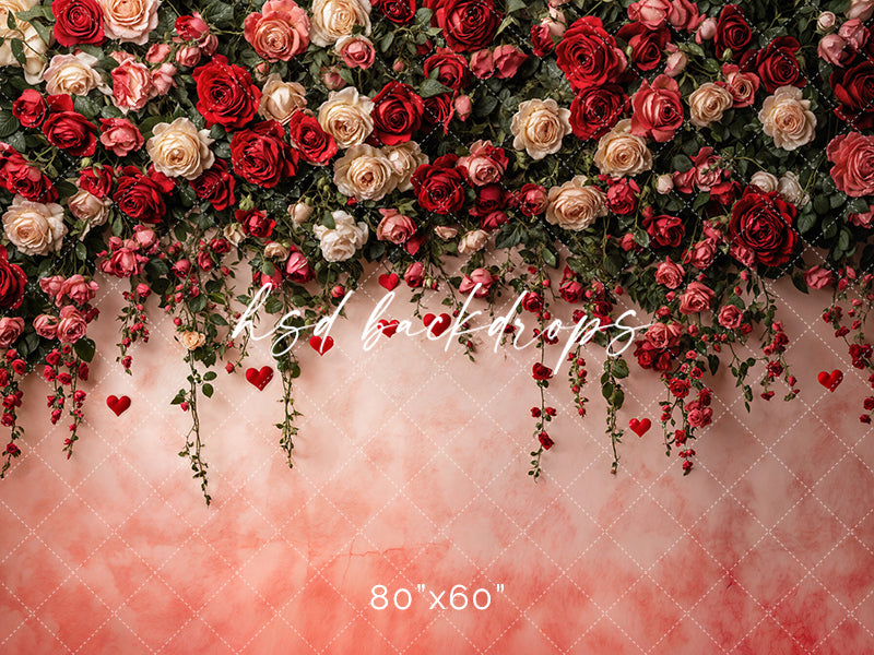 Romantic Hanging Roses Valentine's Day Photo Backdrop and Floor Sweep ...