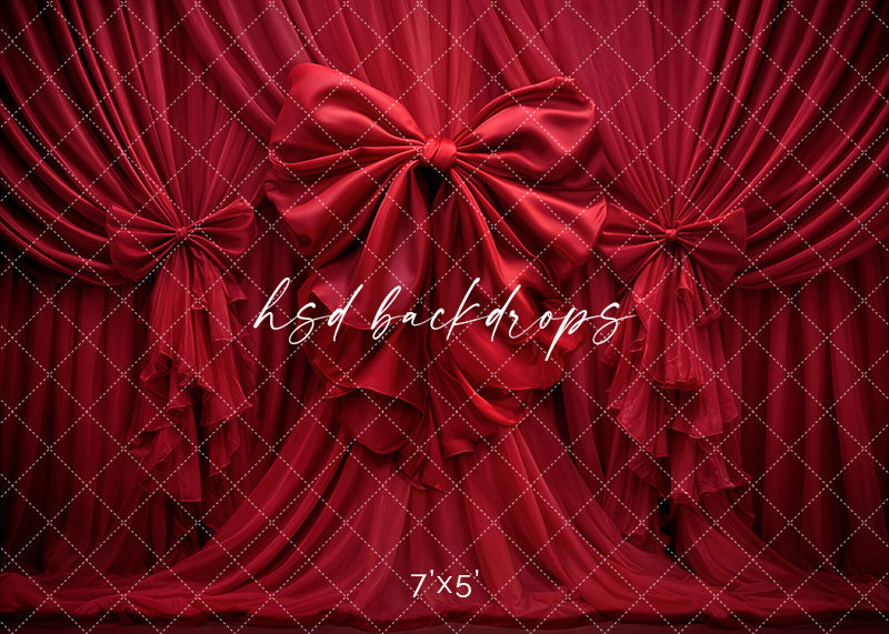 Scarlet Satin Bow Red Draped Fabric Photo Backdrop – HSD Photography ...