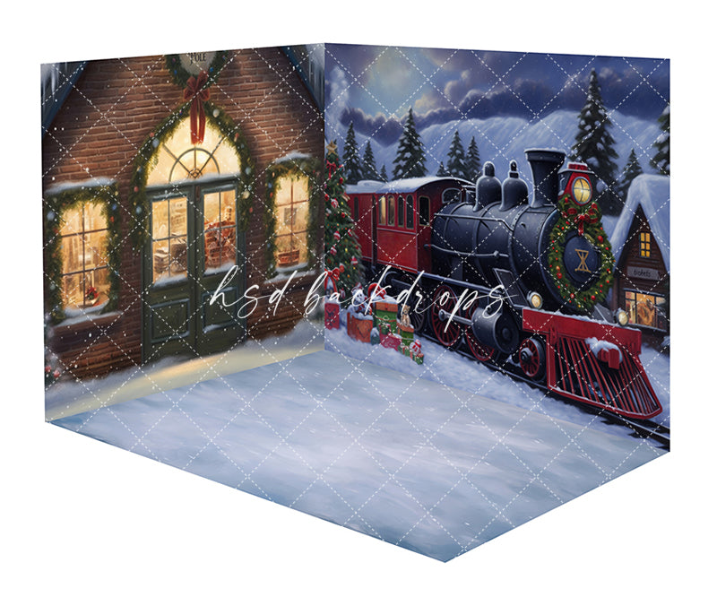 Christmas Train Station Room Backdrop - CHS45477