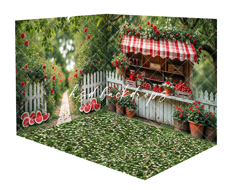 Summer Watermelon Patch Room Photo Backdrop Floor Combo - SMR43843 ...