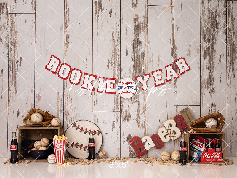 Rookie of the Year Baseball Theme Backdrop for Cake Smash Photos