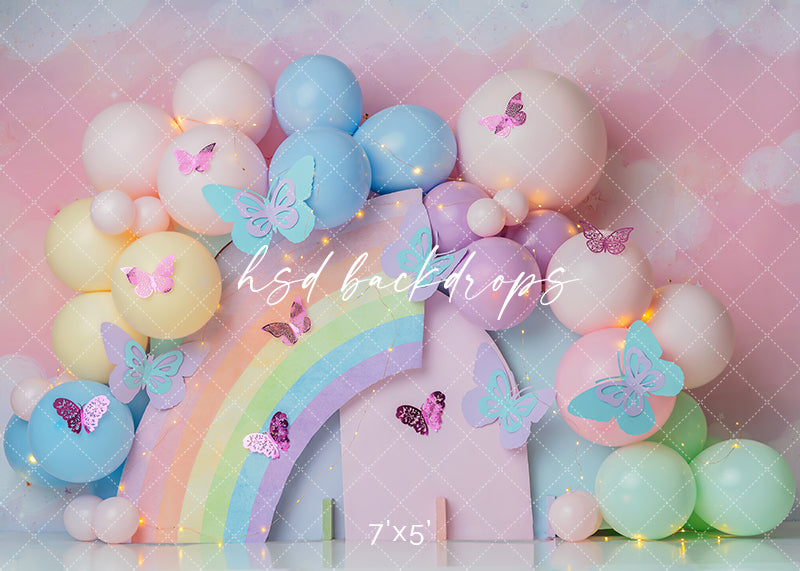 Spring Birthday Balloons Backdrop for Birthday Girl Cake Smash