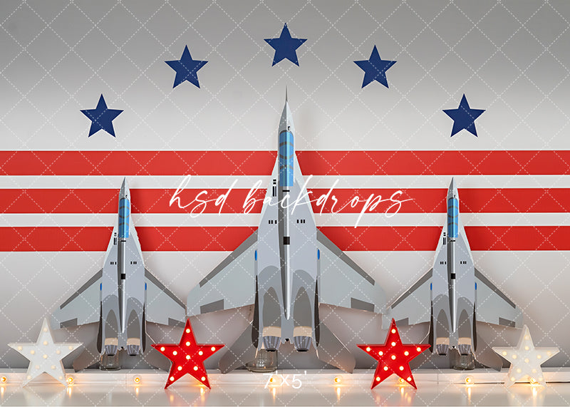 Fighter Jet Top Gun Photo Backdrop for Birthday Cake Smash Portraits