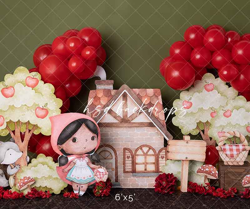 Little Red Riding Hood Backdrop for Birthday Cake Smash Portraits