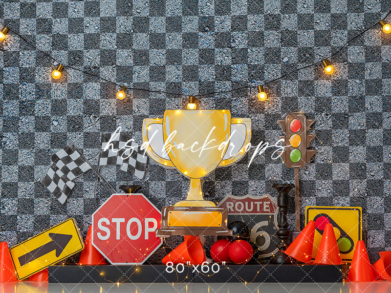 Two fast Race Car Birthday Backdrop | Racing Backdrop for Photos