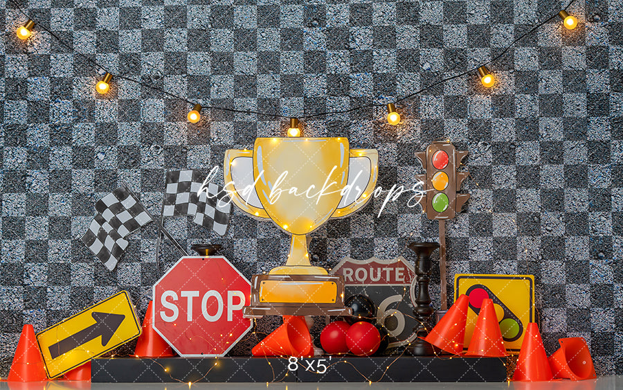 Two fast Race Car Birthday Backdrop | Racing Backdrop for Photos