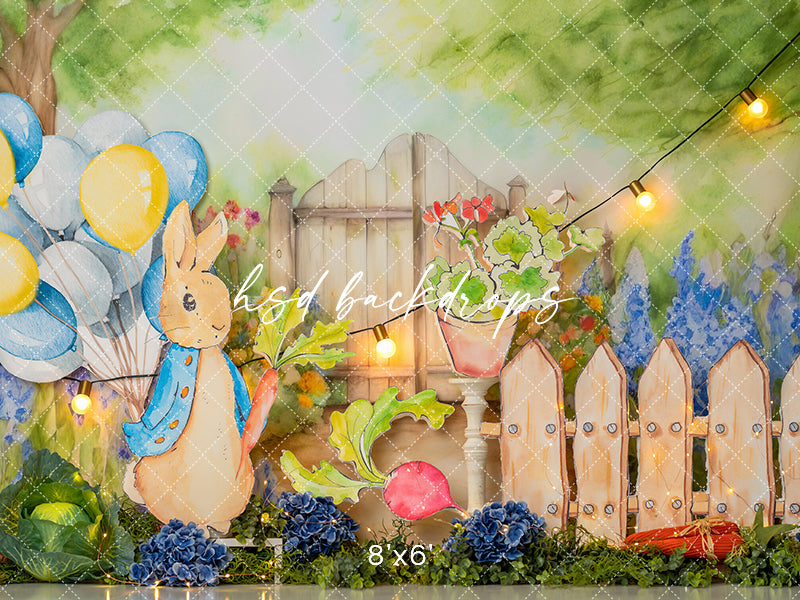 Peter Rabbit Inspired 1st Birthday Photo Backdrop for Photography