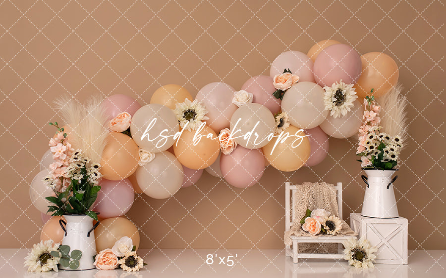 Boho Sunflower Backdrop for Cake Smash Photoshoot