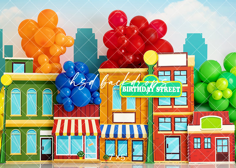 Birthday Street City Backdrop for Cake Smash Photoshoot Sesame