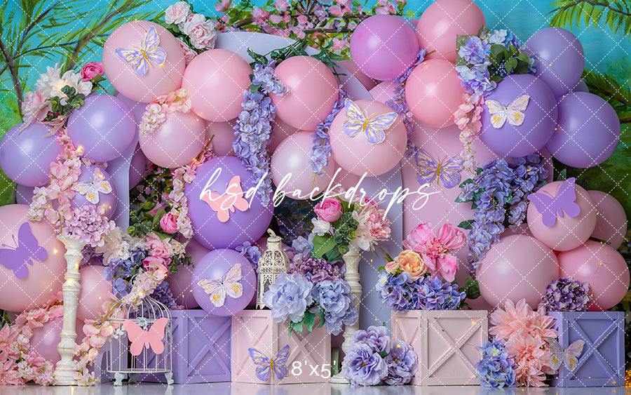 Butterfly Theme Birthday Balloon Backdrop | Pretty Paradise