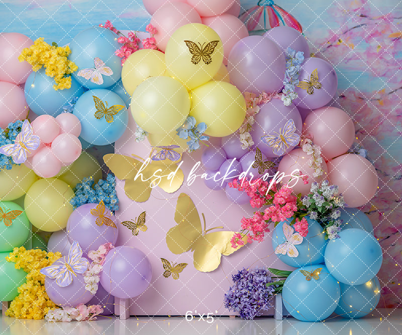 Butterfly Birthday Arch Balloon Backdrop for Cake Smash Photography ...