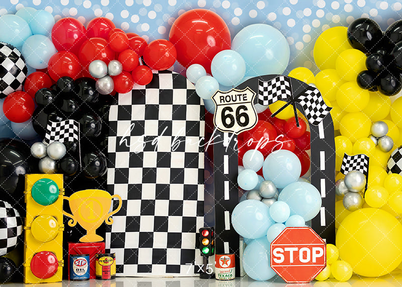 Two Fast Race Car Theme Birthday Backdrop for Cake Smash Portraits