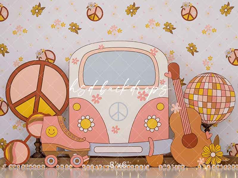 Two Groovy Birthday Cake Smash Backdrop for Photography