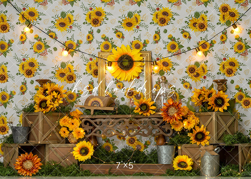 Fall Themed Sunflower Cake Smash Birthday Backdrop for Photoshoot