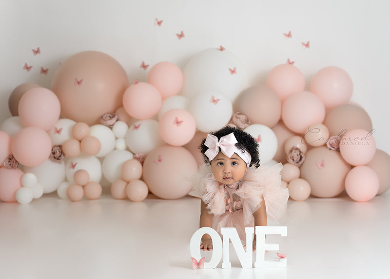 Butterfly Theme Cake Smash Photo Backdrop for Girls