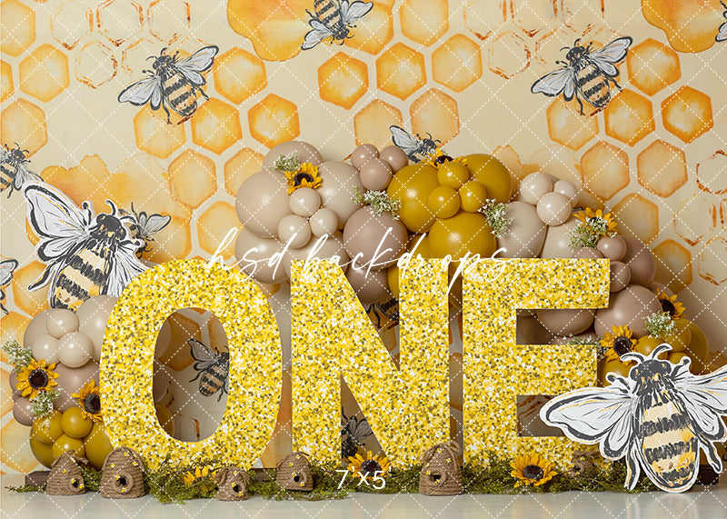 First Beeday Honey Bee Themed cake Smash Photo Backdrop