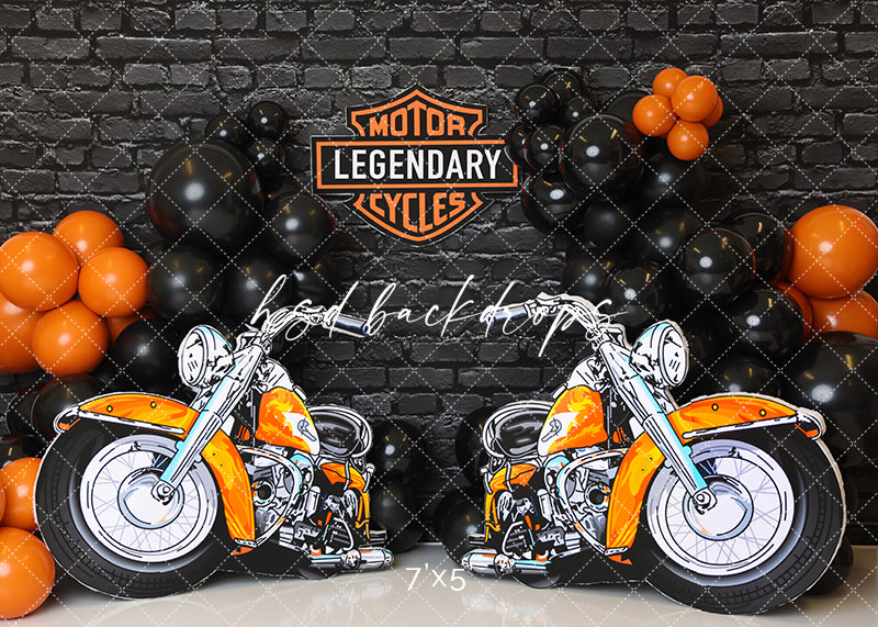 Motorcycle Party Photography Backdrop for Cake Smash Photoshoot