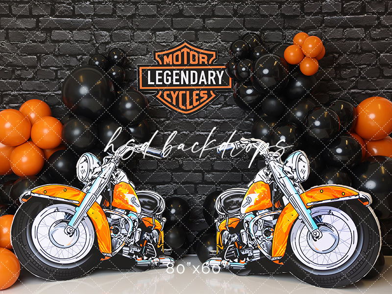Motorcycle Party Photography Backdrop for Cake Smash Photoshoot