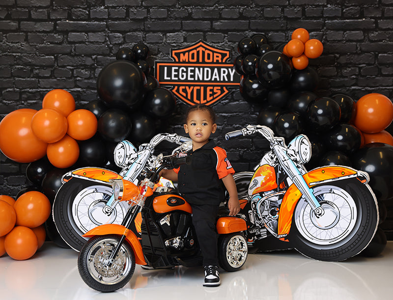 Motorcycle Party Photography Backdrop for Cake Smash Photoshoot