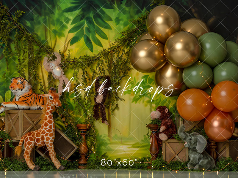 Girl Safari Birthday Backdrop for Jungle Themed Cake Smash Photoshoot ...