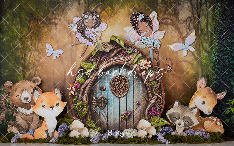 Enchanted Fairy Forest Door Cake Smash Birthday Backdrop
