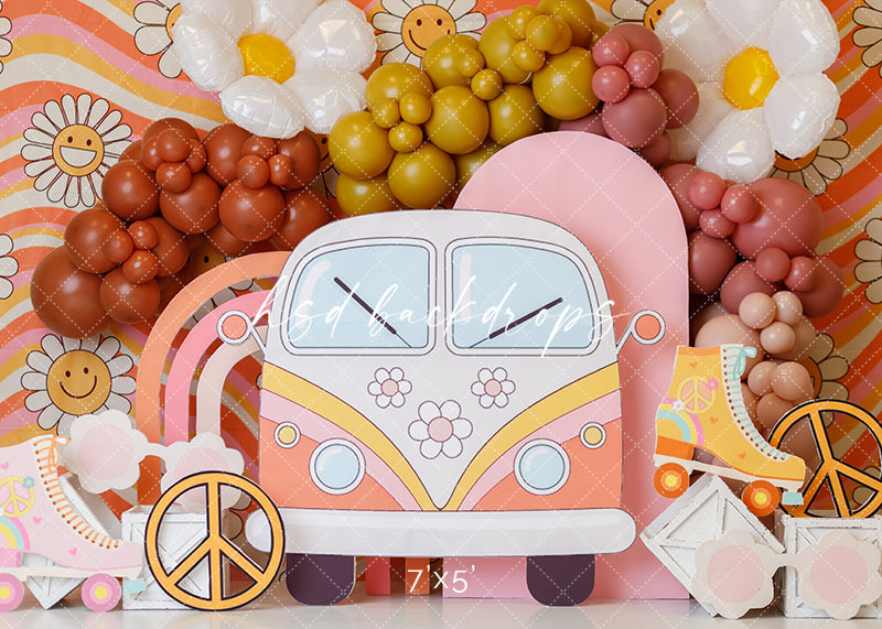 Groovy One Birthday Cake Smash Photoshoot Backdrop