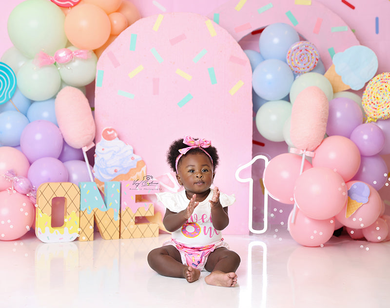 Sweet One Birthday Backdrop for First Birthday Cake Smash Photoshoot