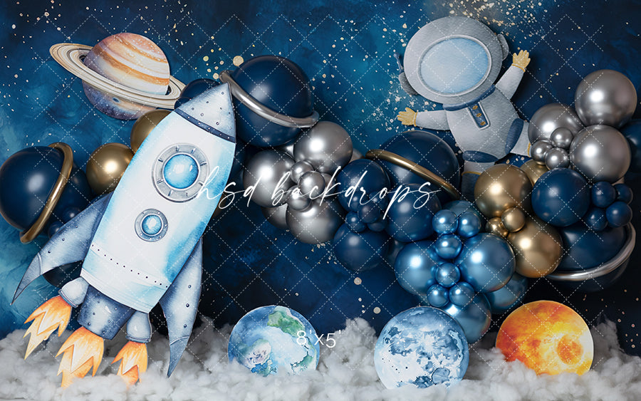 Space Theme Backdrop for Birthday Cake Smash Photoshoot