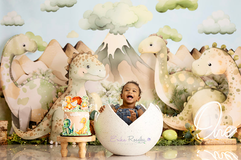 Dinosaur Birthday Backdrop for Cake Smash Photoshoot