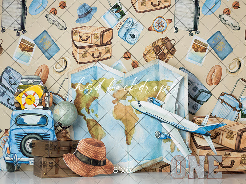 Time Flies Adventure Cake Smash Photography backdrop for Birthday