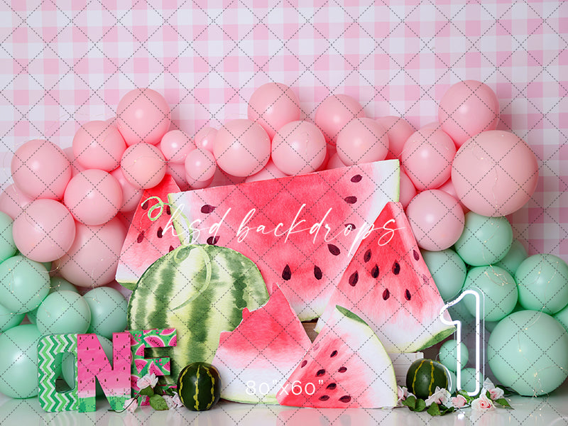 One in a Melon Watermelon Birthday Cake Smash Photo Backdrop – HSD ...