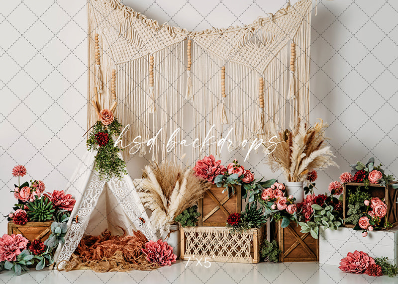 Spring Boho Backdrop for Cake Smash Photography