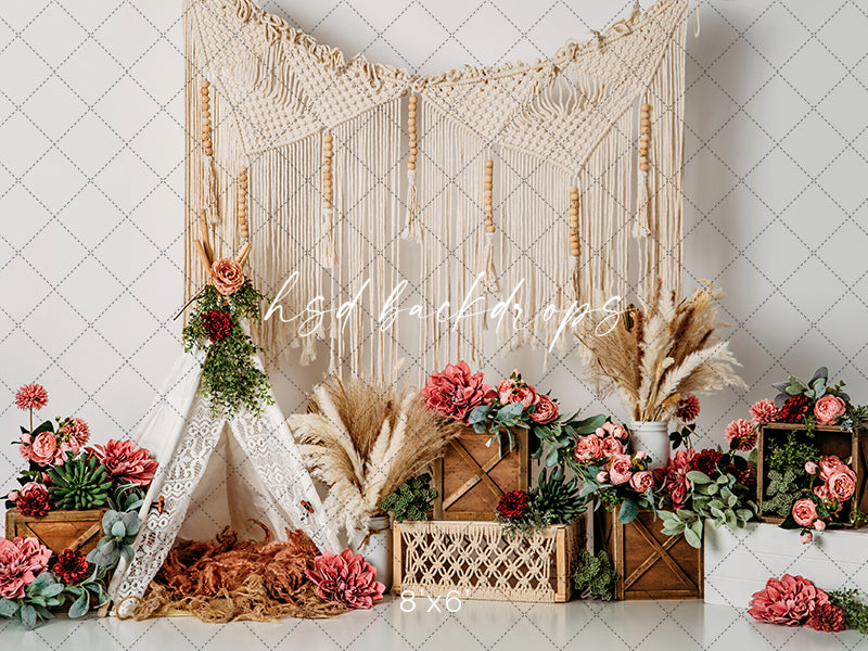 Spring Boho Backdrop for Cake Smash Photography
