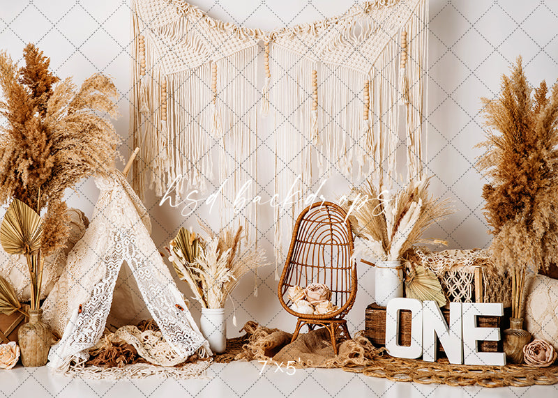 Boho Backdrop for Cake Smash Birthday Photography