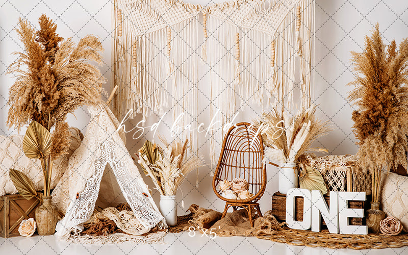 Boho Backdrop for Cake Smash Birthday Photography