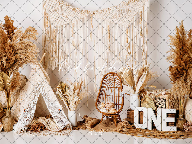 Boho Backdrop for Cake Smash Birthday Photography