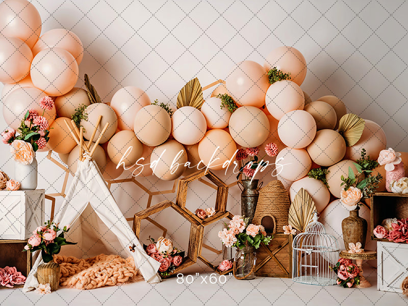Boho Backdrop for Birthday Cake Smash Photos | Boho Honeycomb
