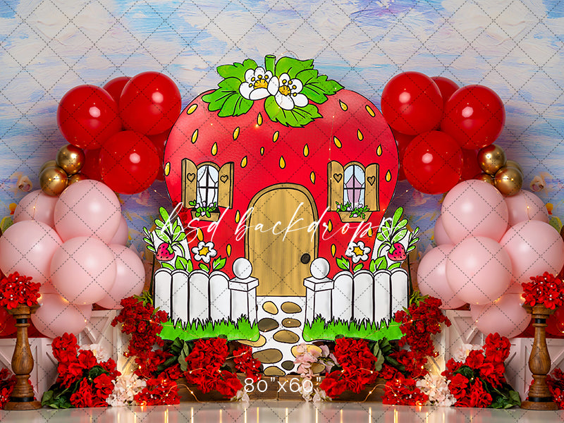 Berry First Birthday Cake Smash Birthday Photo Backdrop