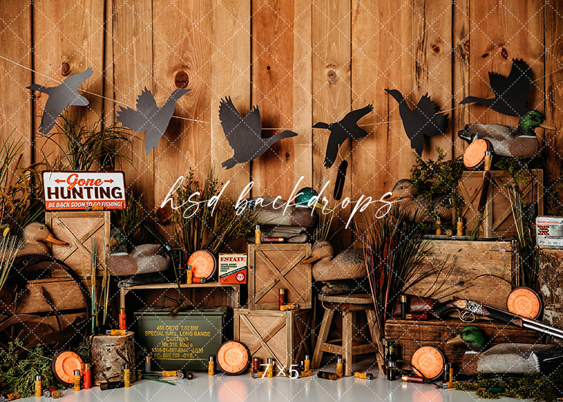 Outdoors Ducking Hunting Birthday Cake Smash Backdrop for Photography