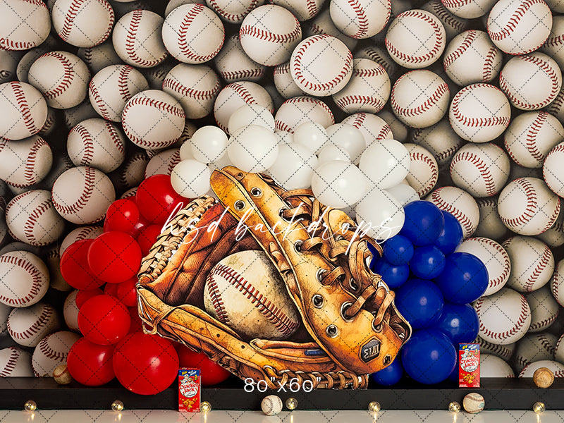 Baseball Birthday Theme Photo Backdrop for Cake Smash Photography