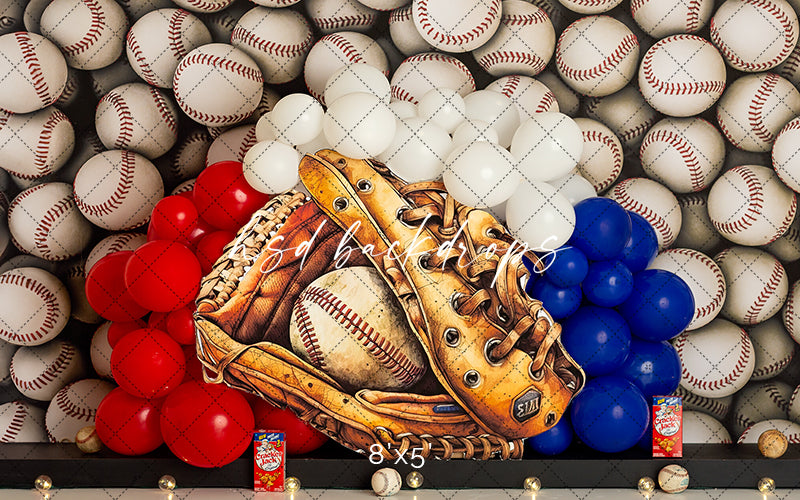 Baseball Birthday Theme Photo Backdrop for Cake Smash Photography