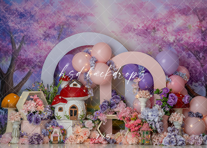 Fairy Garden Cake Smash Birthday Photography Backdrop