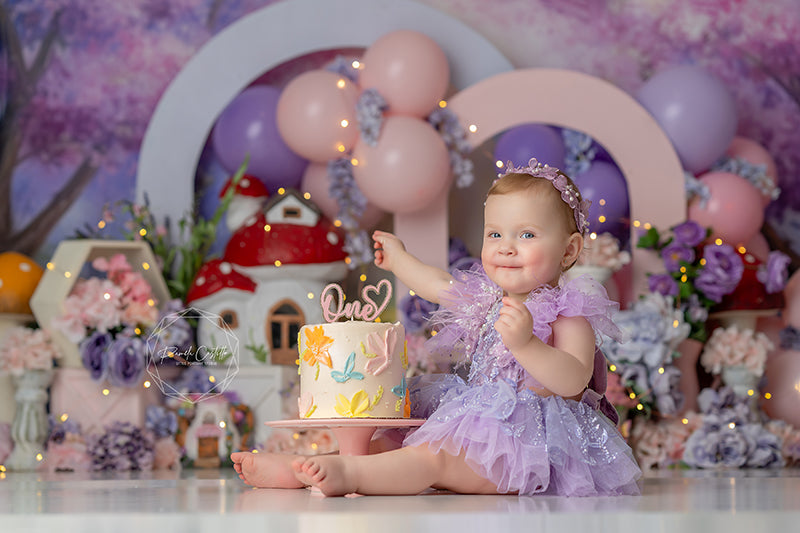 Fairy Garden Cake Smash Birthday Photography Backdrop