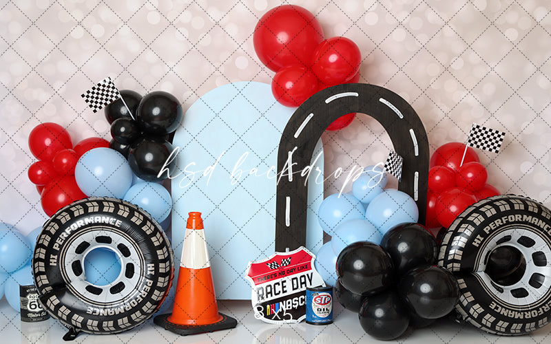 Racing Themed Cake Smash Birthday Photo Backdrop