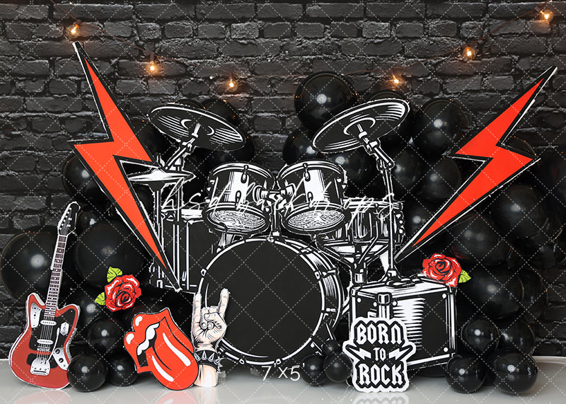Born 2 Rock Photo Backdrop for Cake Smash Photoshoot