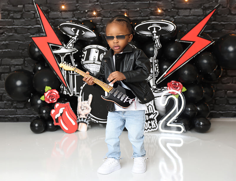Born 2 Rock Photo Backdrop for Cake Smash Photoshoot