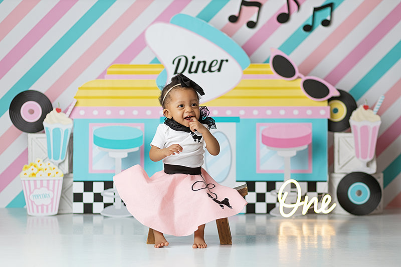 Retro 50's Diner Sock Hop Birthday Backdrop for Cake Smash Photos – HSD ...